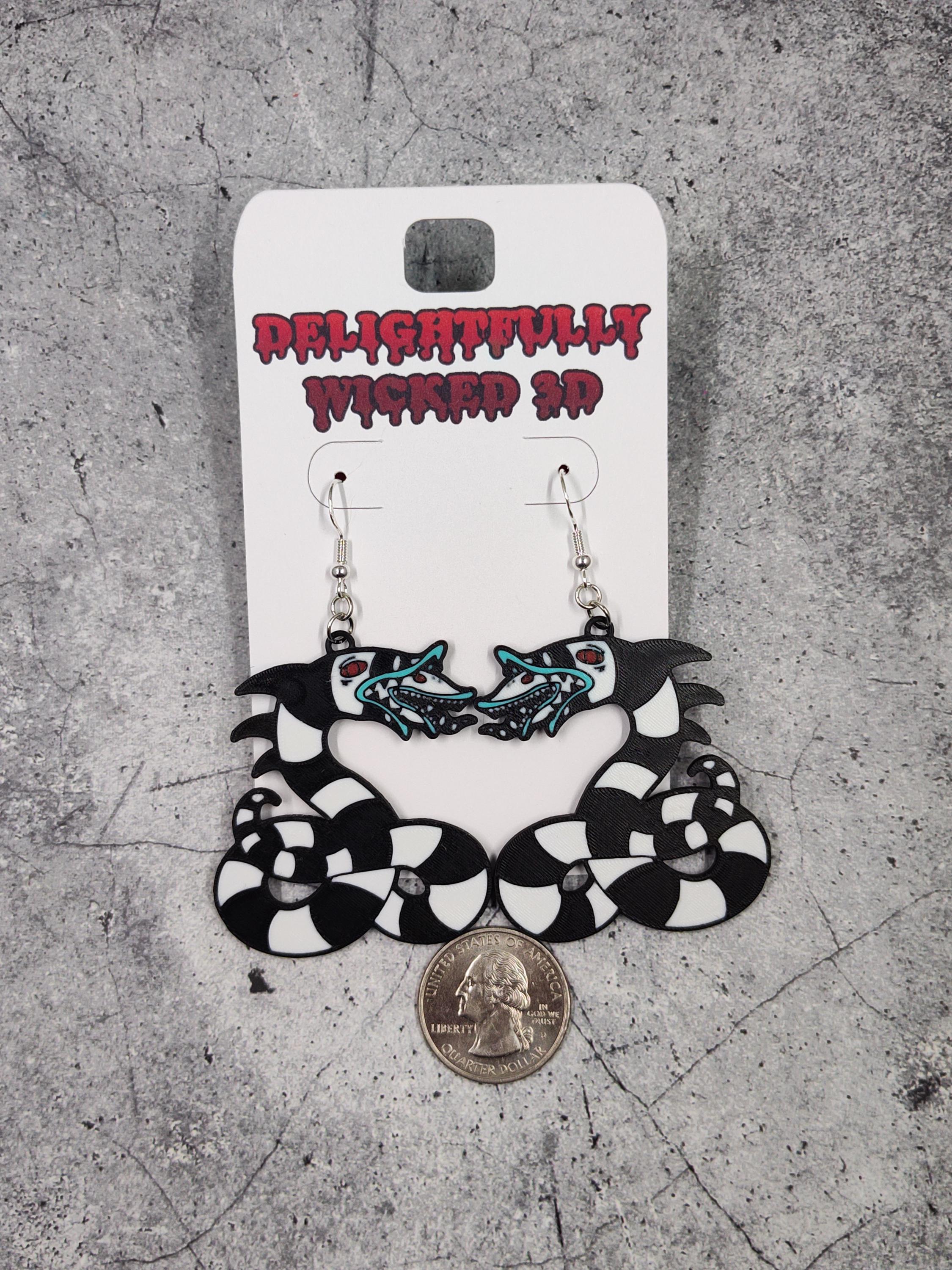 Sandworm 3D Printed Earrings - Halloween Earrings - Beetlejuice ...