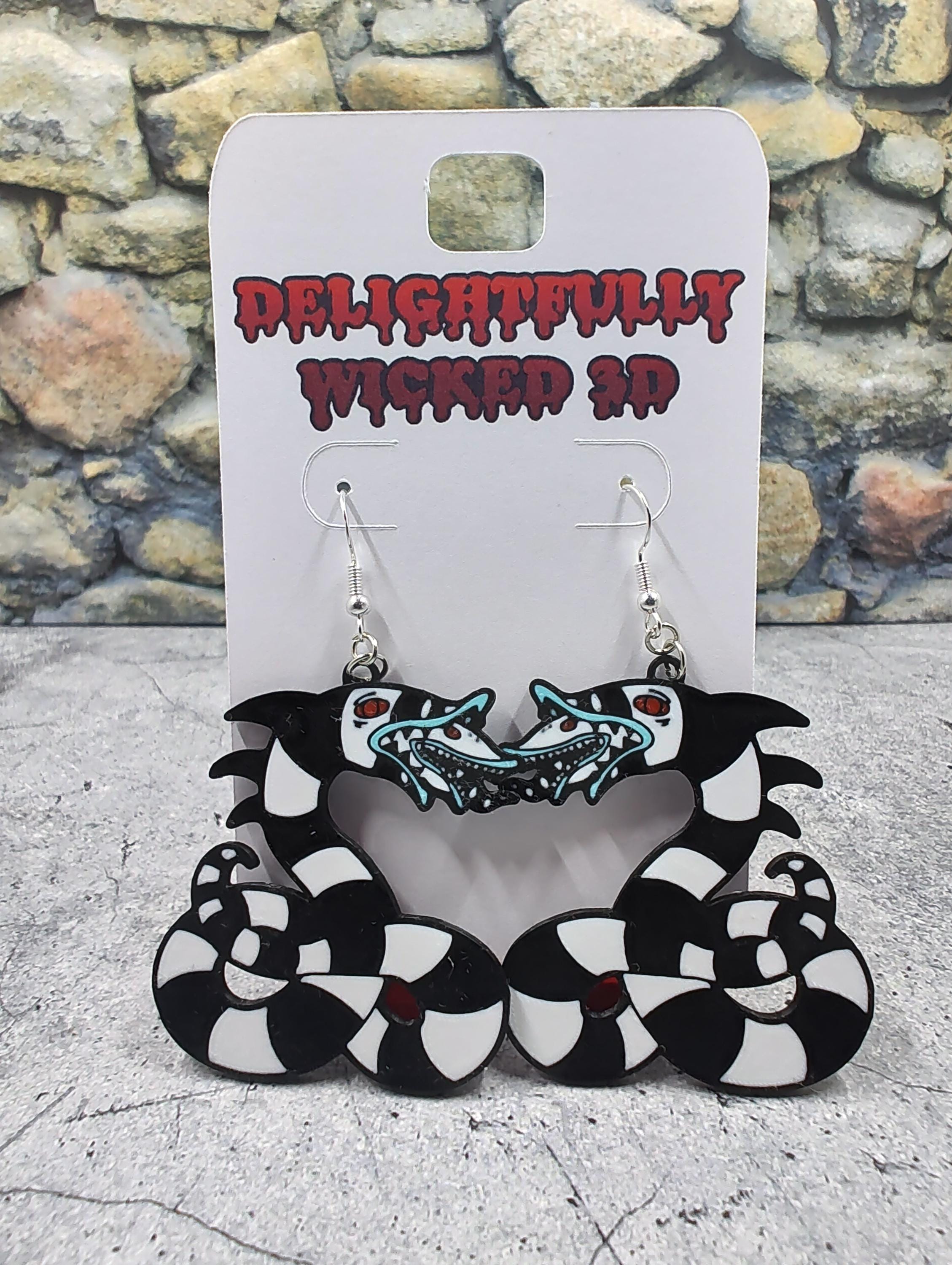 Sandworm 3D Printed Earrings Halloween Earrings Beetlejuice Earrings - Etsy