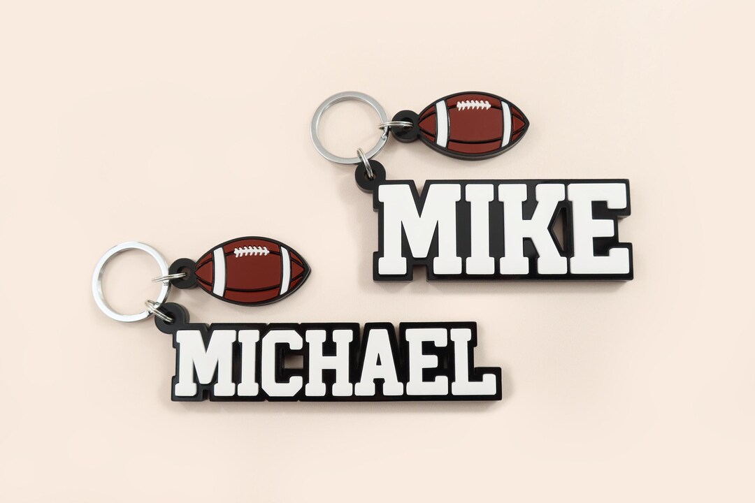 Football Custom Name Keychain, Football Keychain, Sport Name Tag ...