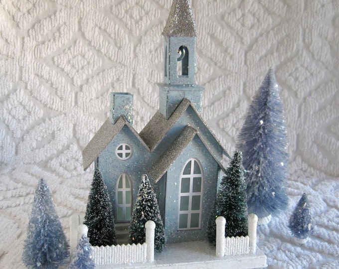 Christmas Winter Wonderland Cardboard Village Lighted Putz House and ...
