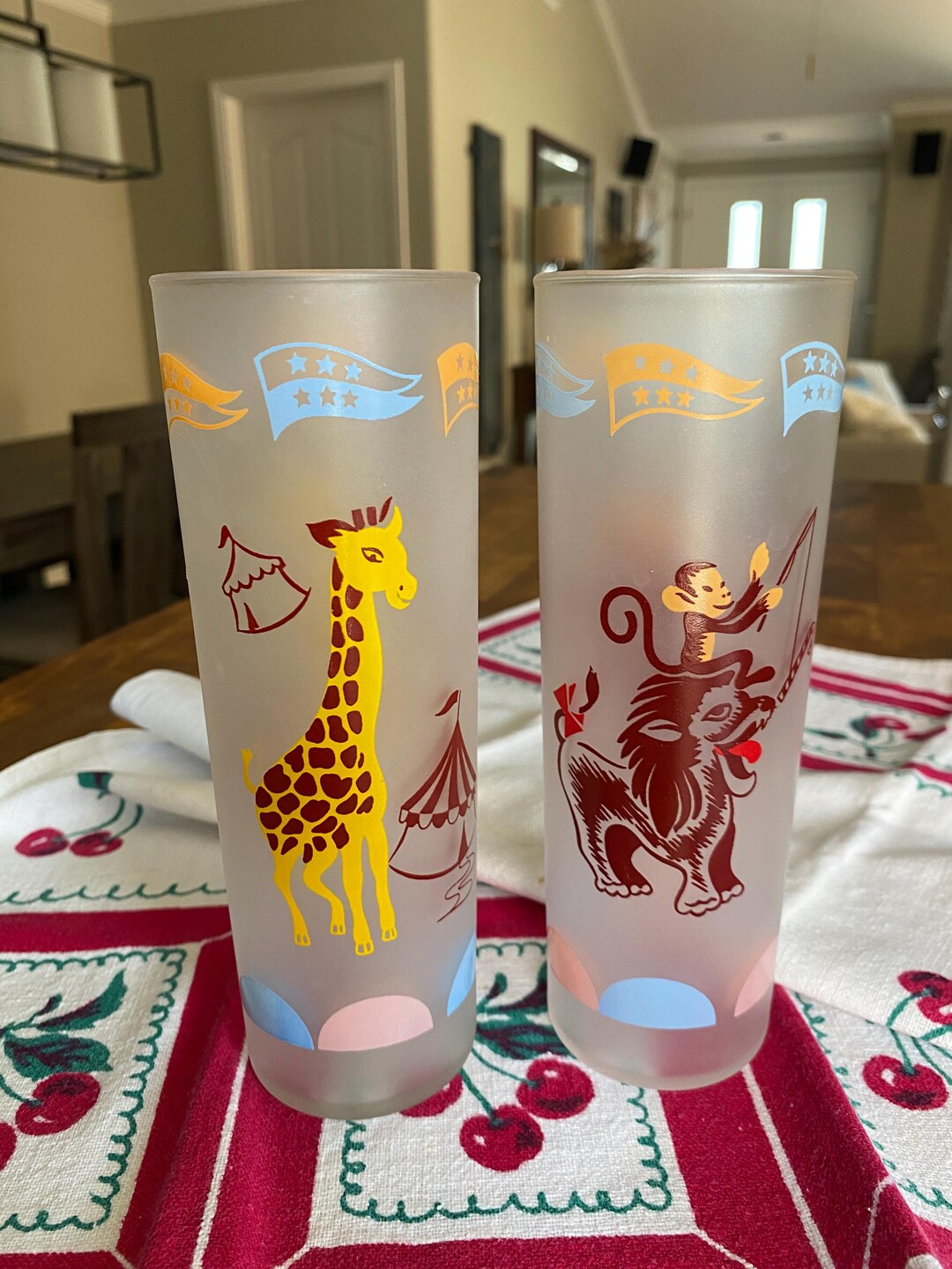 Vintage MCM Libby Circus Carousel Frosted Tom Collins Glasses - Set of ...