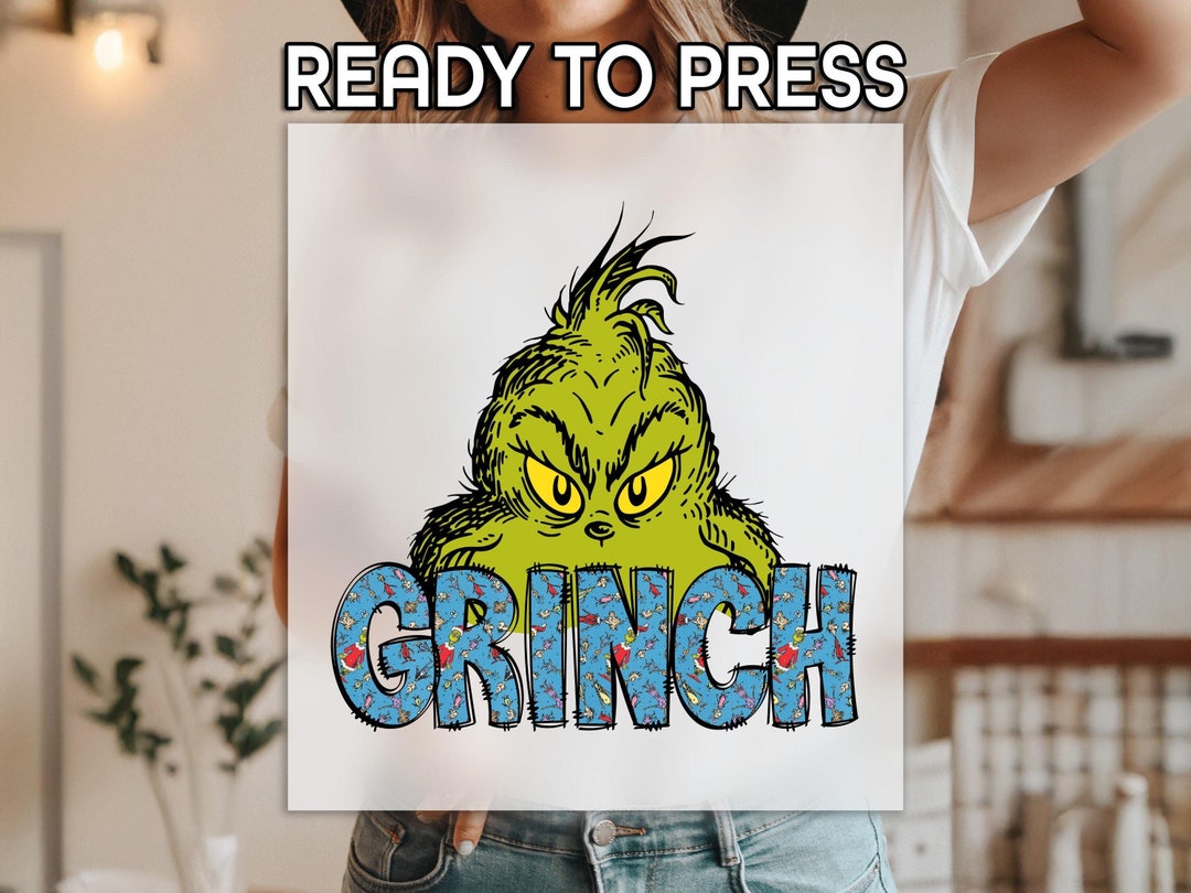 Grinch DTF Heat Transfer, Grinchmas Gift Print, Full Color DTF Print, Green Monster Print ...