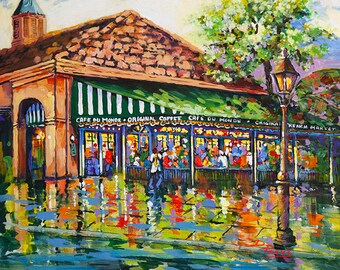 Café Du Monde Art Print Street Jazz New Orleans French | Etsy