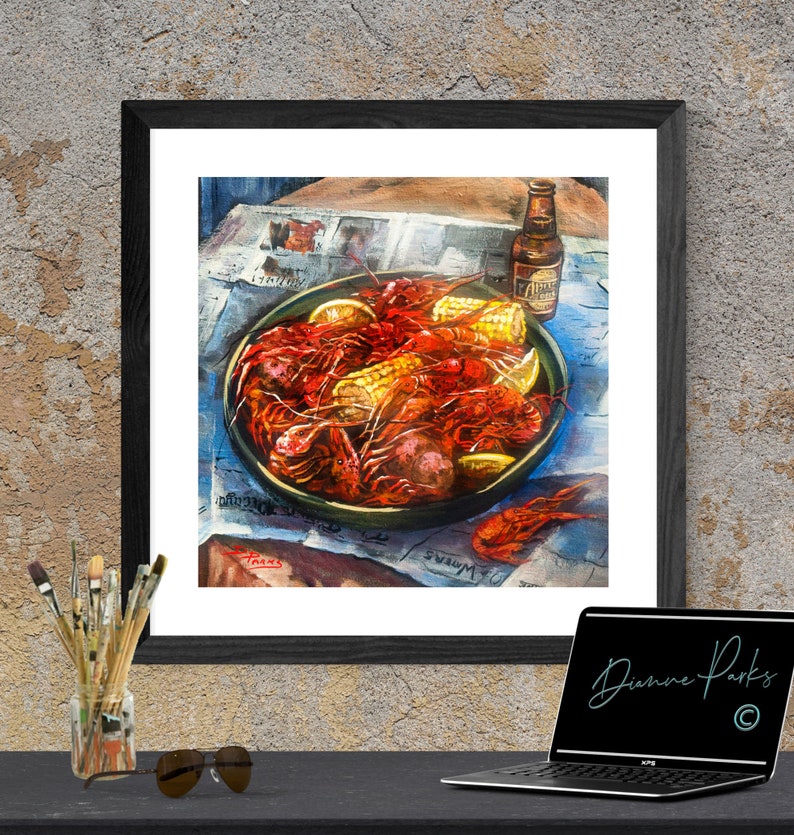 Boiled Crawfish Print With Abita Beer Louisiana Seafood | Etsy