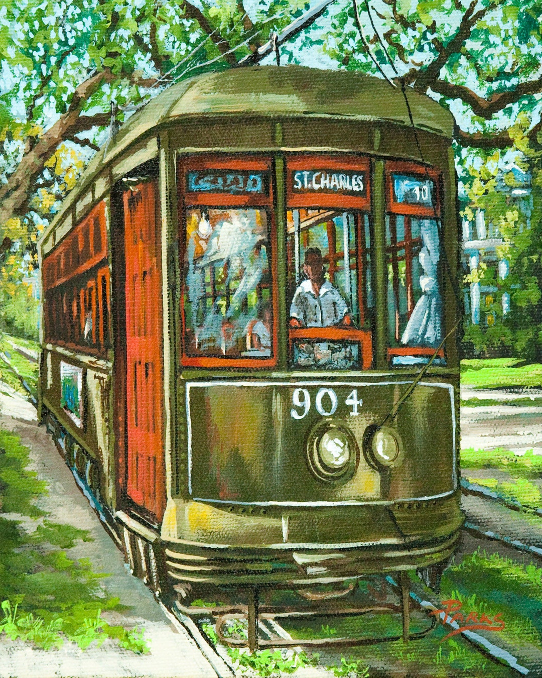 New Orleans Streetcar Art: St. Charles Avenue Art Print or Giclée ...