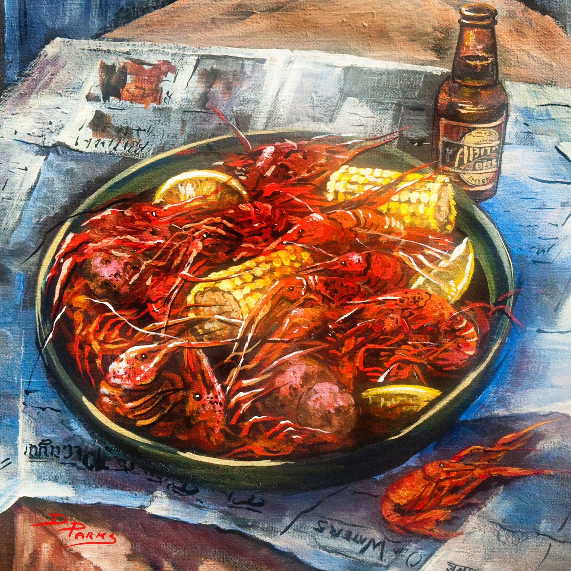 Boiled Crawfish Art: Louisiana Seafood, Abita Beer Art Print or Giclée ...