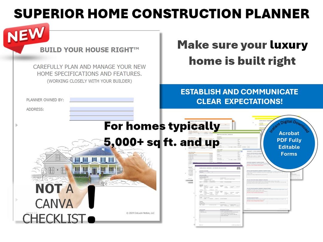 Superior Home Construction Planner | Luxury Home Building Planner ...