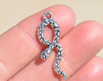 Silver snake charm | Etsy