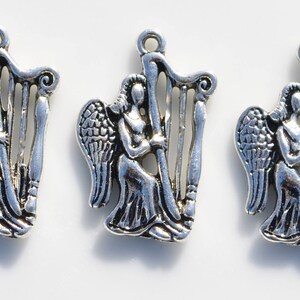1 Angel Playing the Harp Silver Tone Charm SC1216 - Etsy