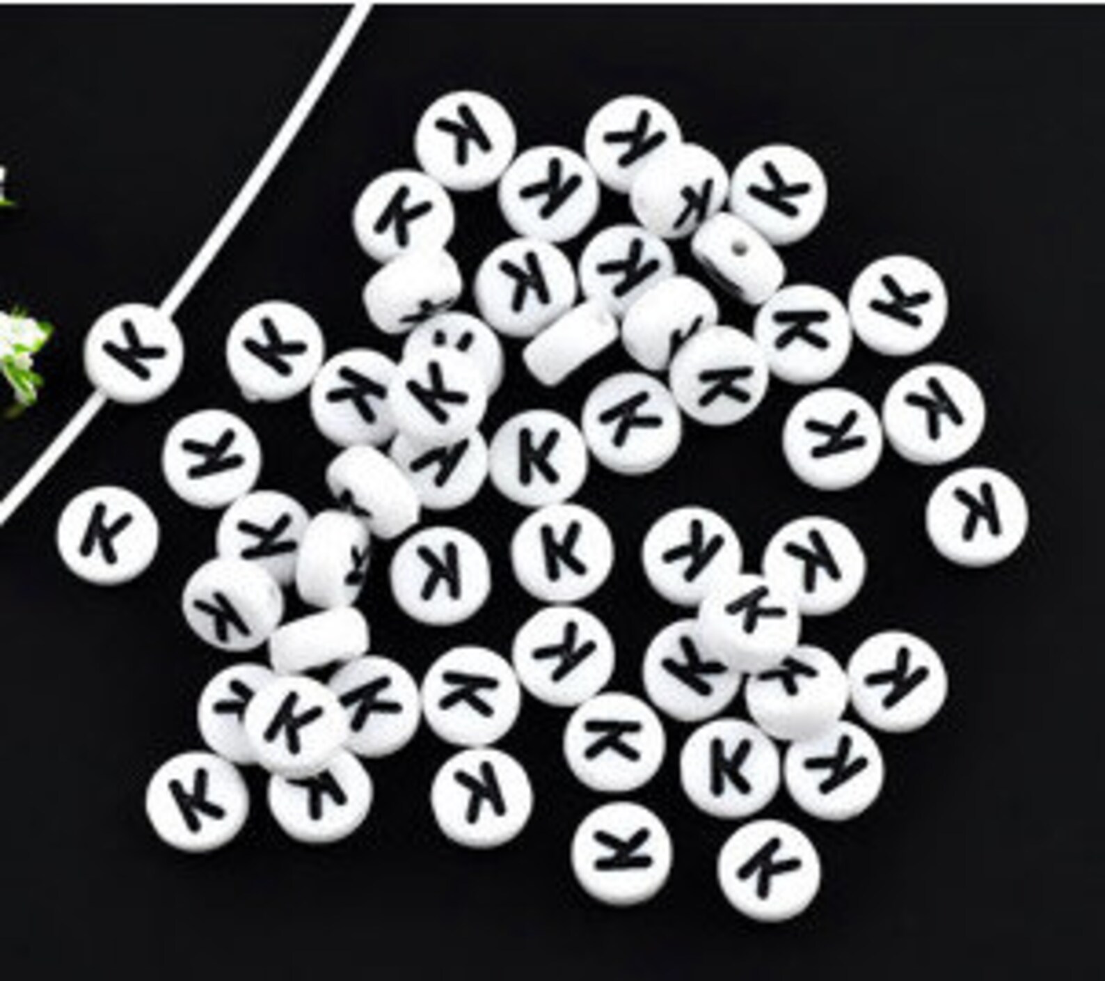 20 White Acrylic Letter K Beads, 7mm Round Alphabet Beads BD736 - Etsy