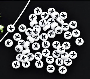 20 White Acrylic Letter K Beads, 7mm Round Alphabet Beads BD736 - Etsy