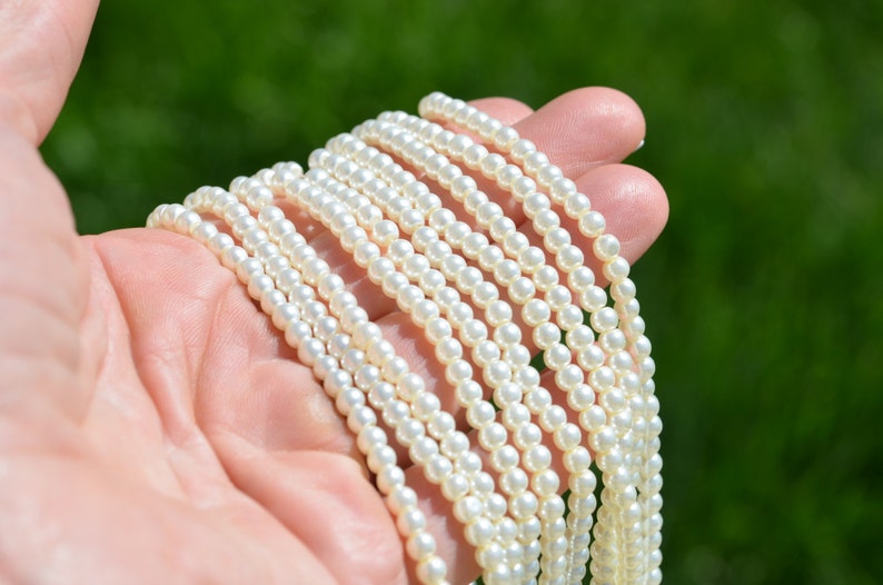 1 Strand Light Ivory Color Glass Pearl Beads 4mm BD798 - Etsy