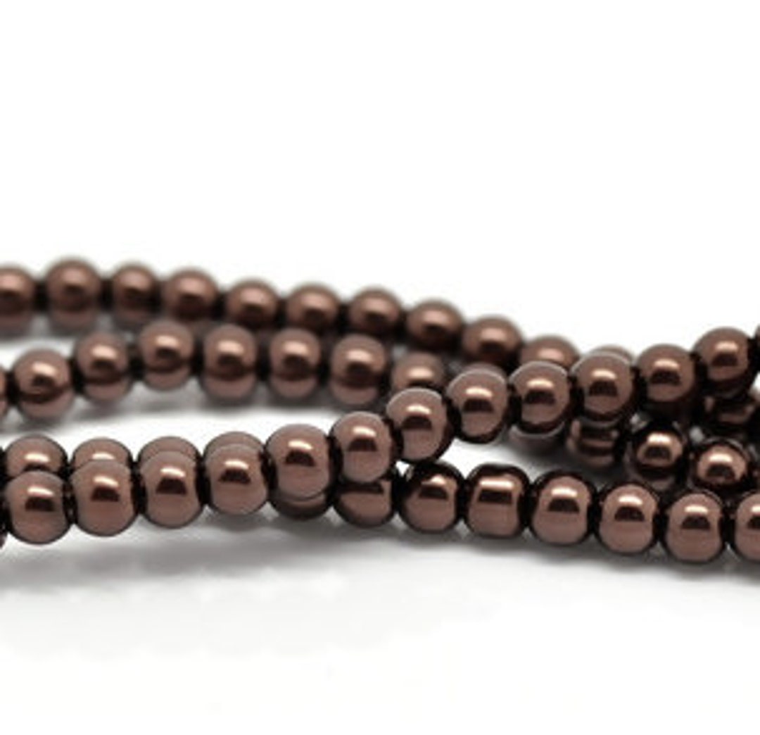 1 Strand of Brown Color Glass Pearl Beads 4mm BD824 - Etsy