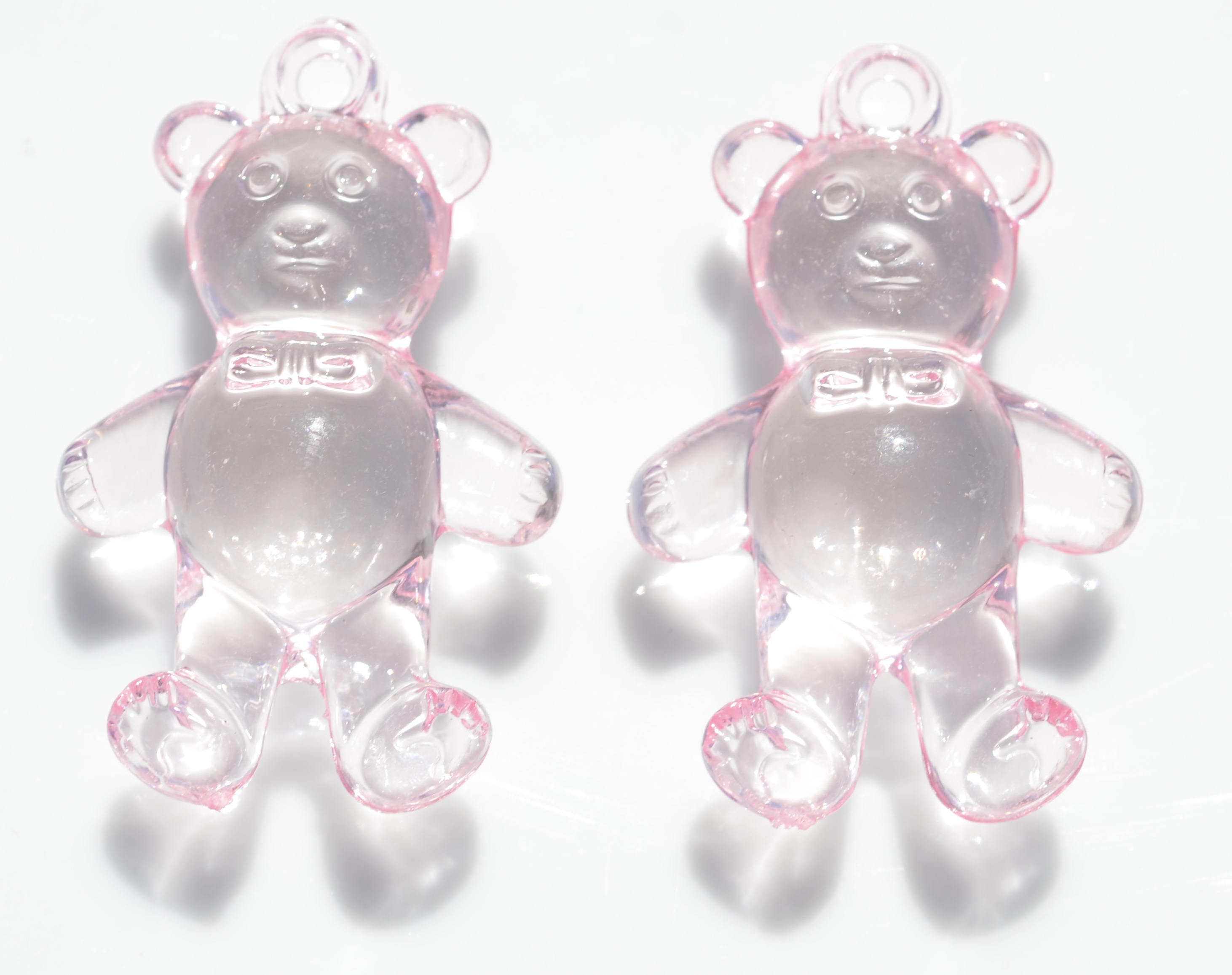 5 Pink Acrylic Teddy Bear Charms SC5216 - Etsy