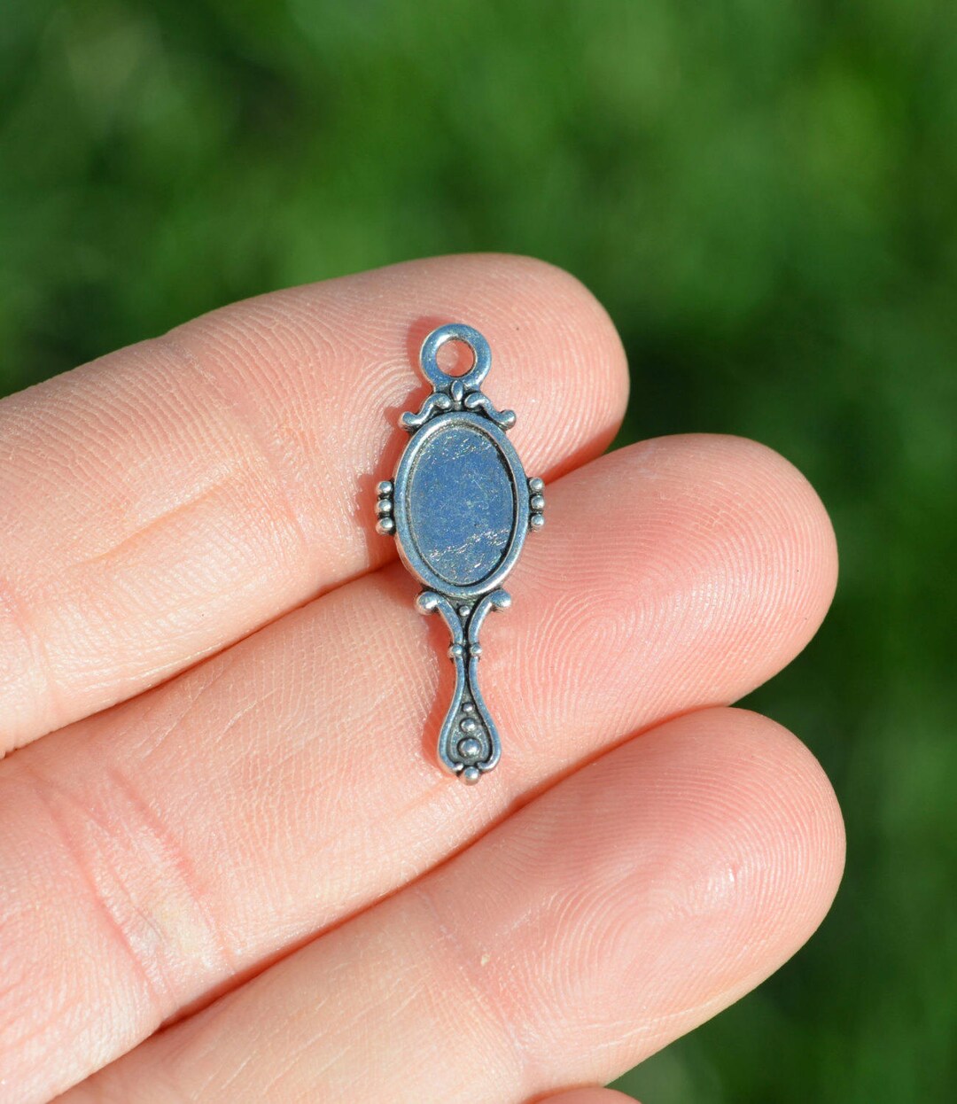 1 Hand Mirror Silver Tone Charm SC3433 - Etsy