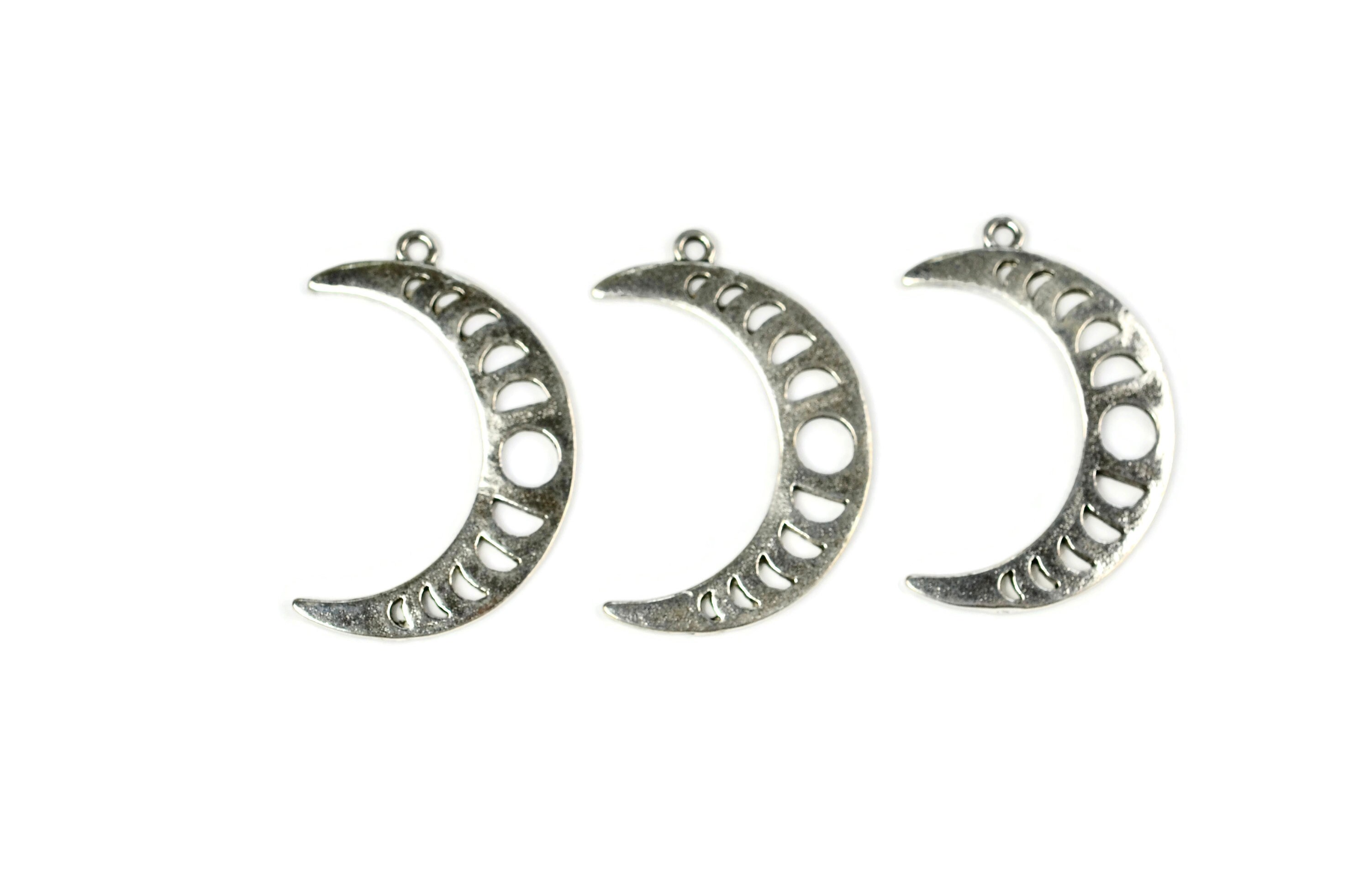 5 Half Moon Phase Silver Tone Charms SC4218 - Etsy