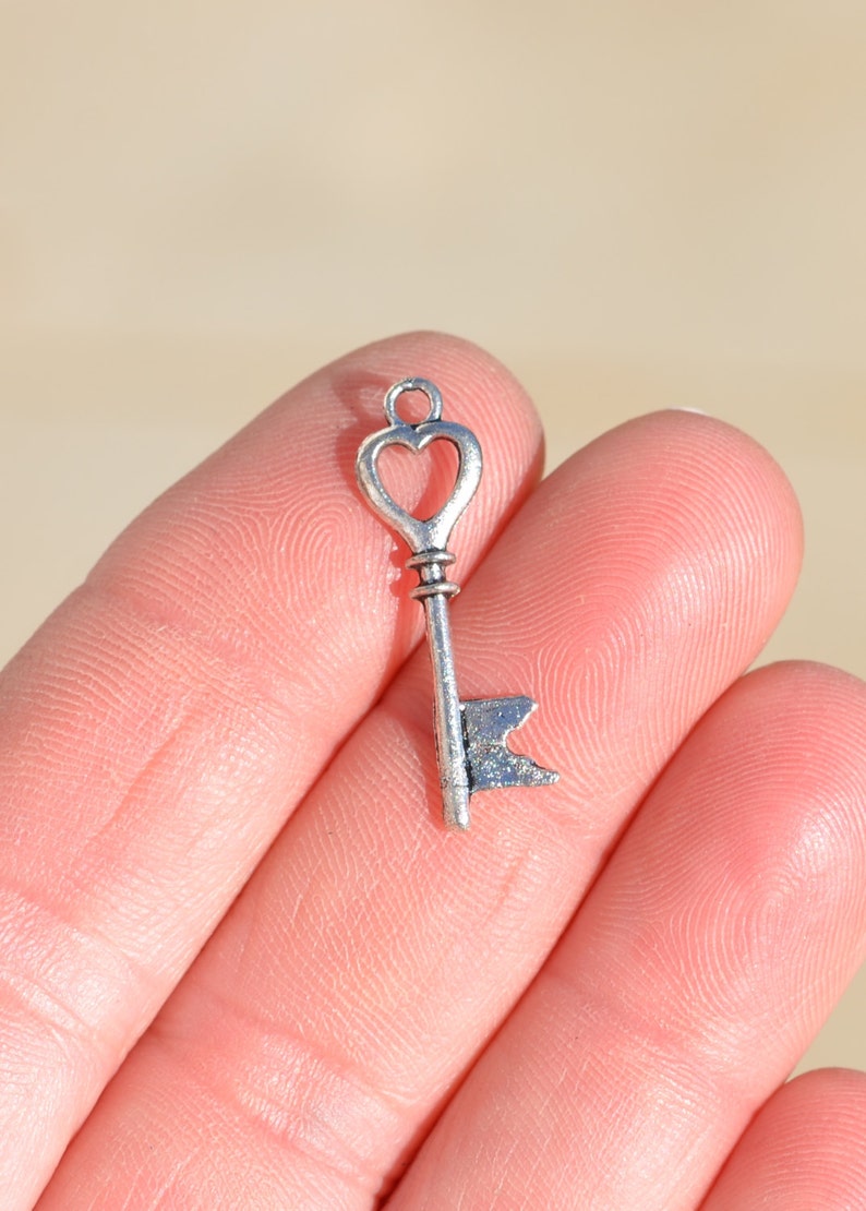 1 Heart Skeleton Key Silver Tone Charm SC1657 - Etsy