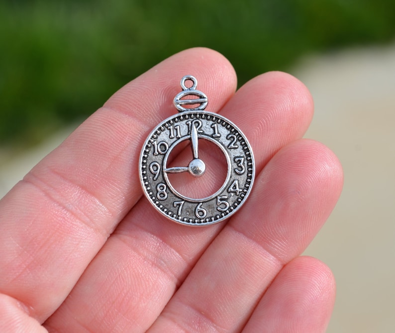 5 Clock Silver Tone Charms SC6013 - Etsy