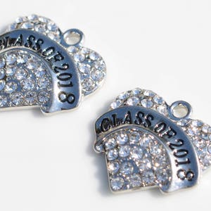 1 Class of 2018 Silver Tone Rhinestone Heart Charm SC6258 - Etsy