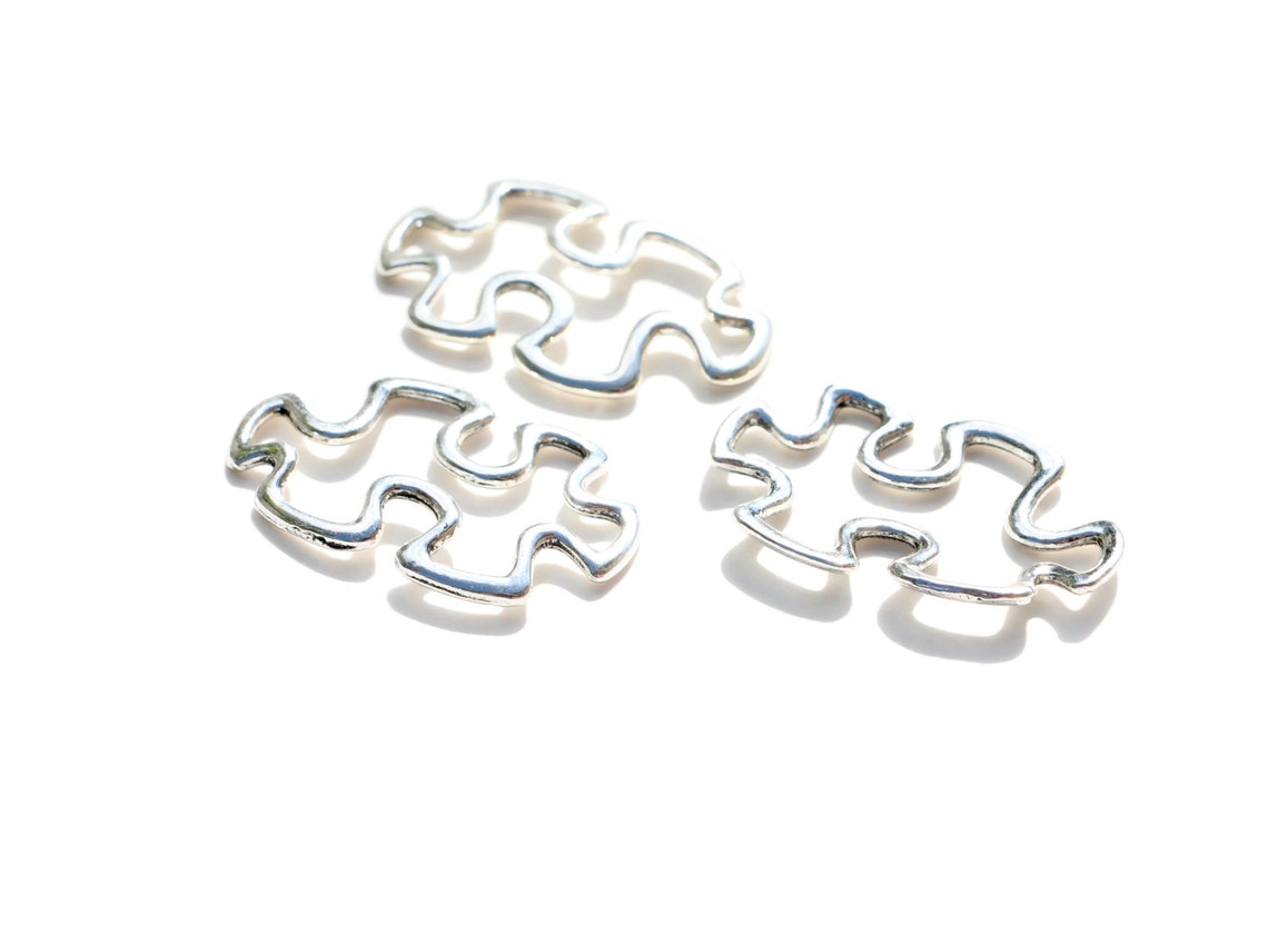 BULK 20 Puzzle Connector Piece Silver Tone Charm SC4260 | Etsy