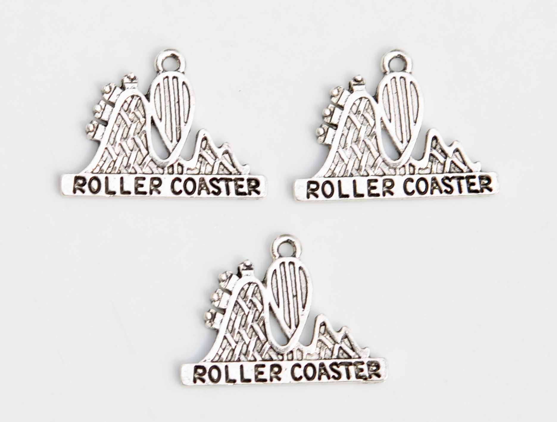 1 Roller Coaster Silver Tone Charm SC1664 - Etsy