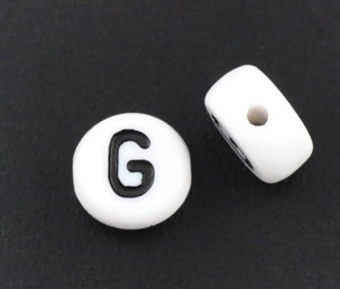 20 White Acrylic Letter G Beads 7mm Round Alphabet Beads | Etsy