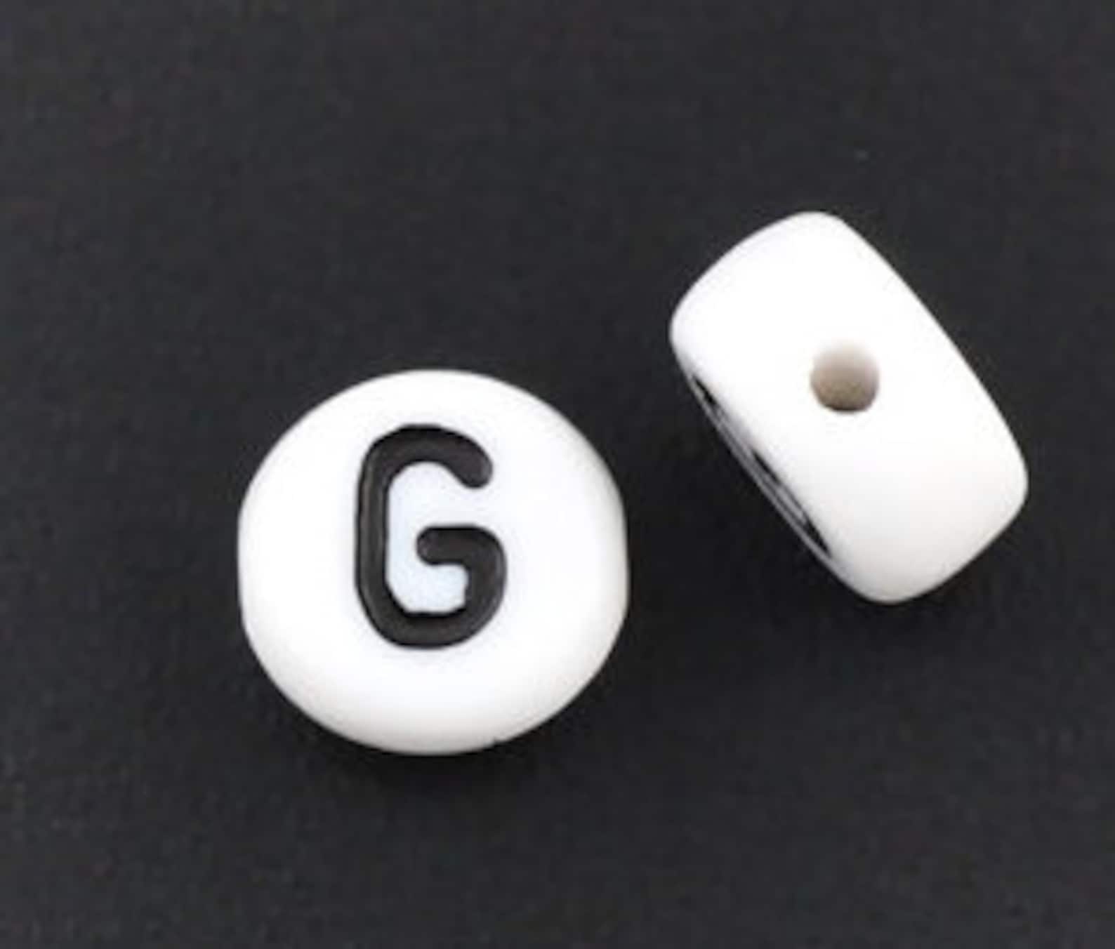20 White Acrylic Letter G Beads 7mm Round Alphabet Beads | Etsy