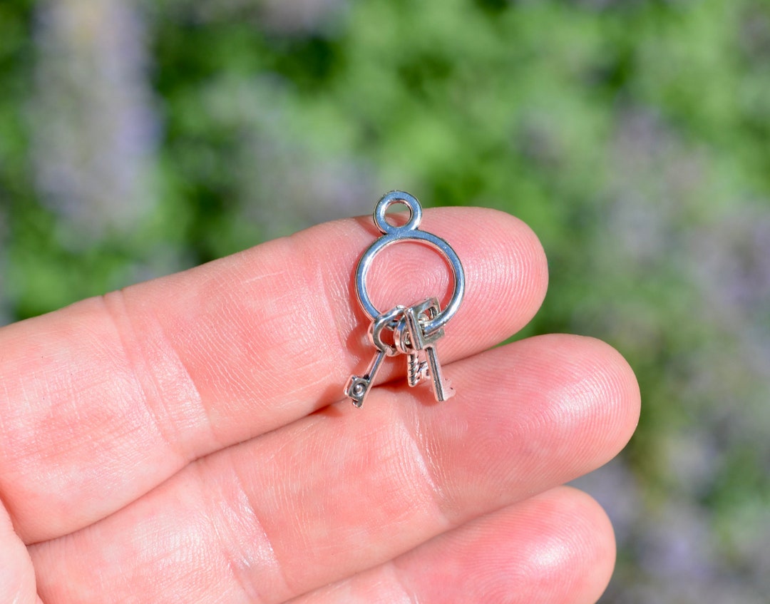 BULK 20 Tiny Key Ring Silver Tone Charms SC6552 - Etsy