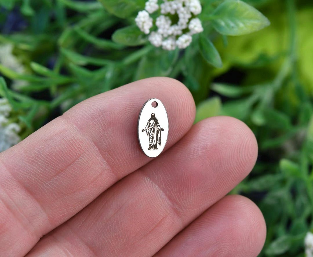 Jesus Christ Custom Laser Engraved Stainless Steel Tiny Oval Charm ...