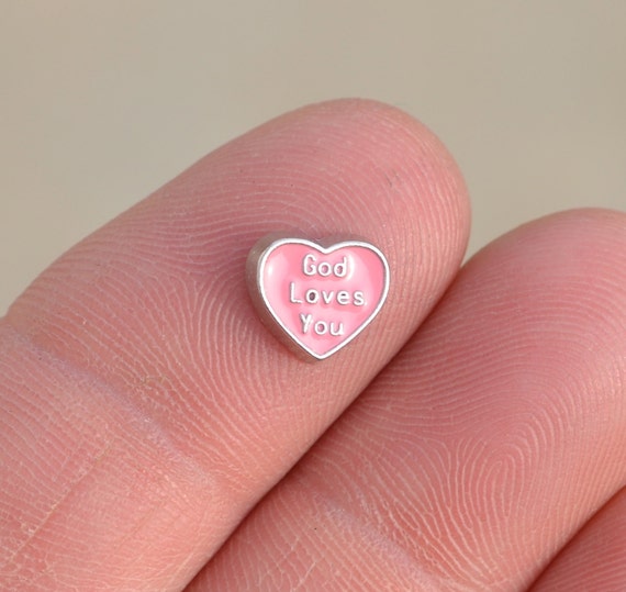 1 Memory Locket God Loves You Heart Shaped Charm FL129 | Etsy