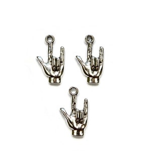 1 I Love You Hand Gesture Silver Tone Charm SC2271 - Etsy