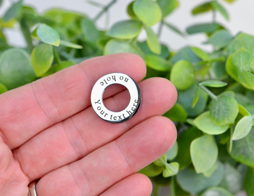 Your Text Custom Laser Engraved 22mm Stainless Steel Washer Charm, With ...