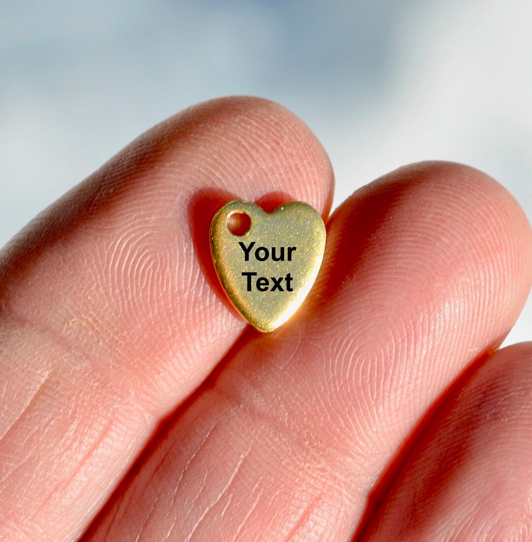 Personalized Tiny Gold Stainless Steel Heart Charm Laser - Etsy