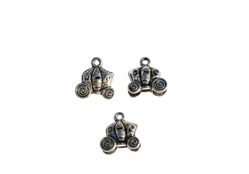 1 Pumpkin Chariot Silver Tone 3D Charm SC5173 - Etsy