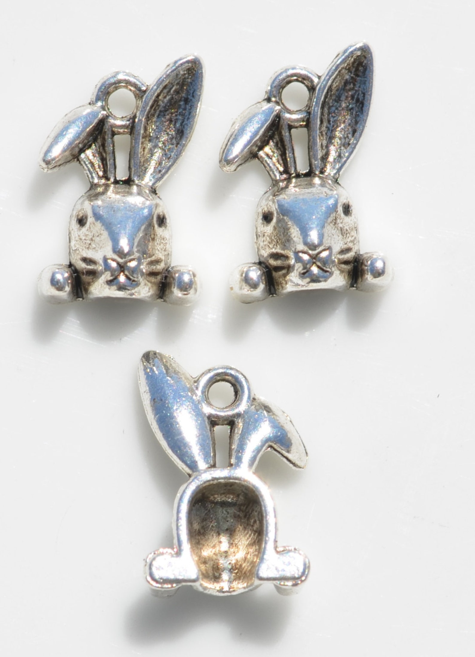 10 Bunny Rabbit Head Silver Tone Charms SC1723 - Etsy