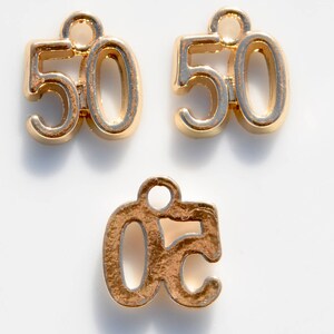 5 Number 50 Gold Tone Charms GC1868 - Etsy