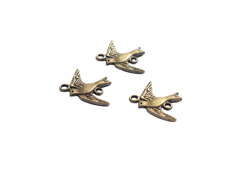 10 Bird Connector Bronze Tone Charms BC1743 - Etsy