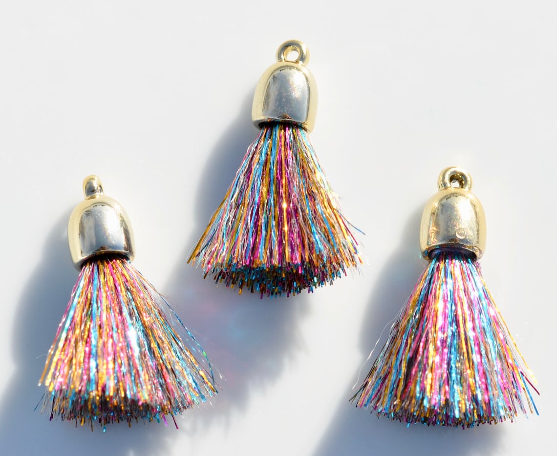 10 Multi Colored Tassel Charms SC5247 - Etsy