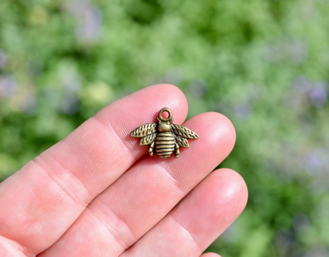A GRANEL 50 Encantos de tono de bronce de abeja BC6855 - Etsy México