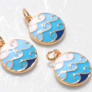 1 Blue and White Enamel Wave Charm GC5700 - Etsy