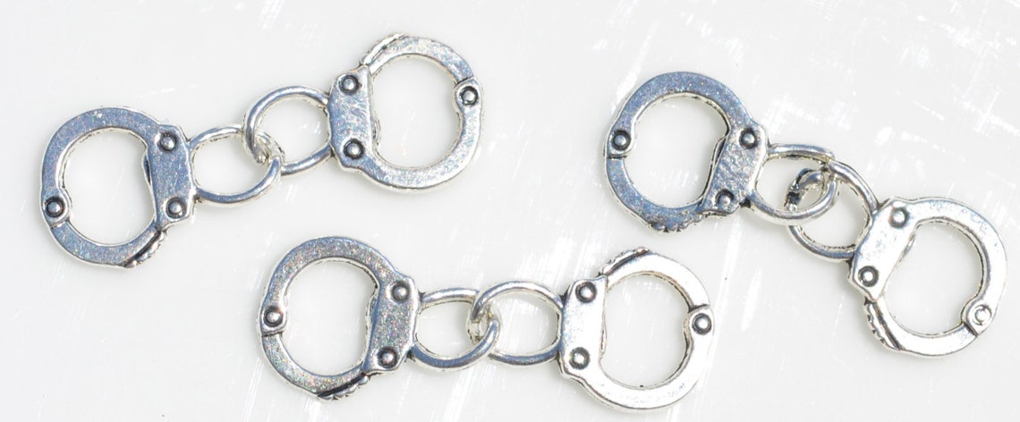 5 Handcuff Connector Charms Silver Tone SC1639 | Etsy