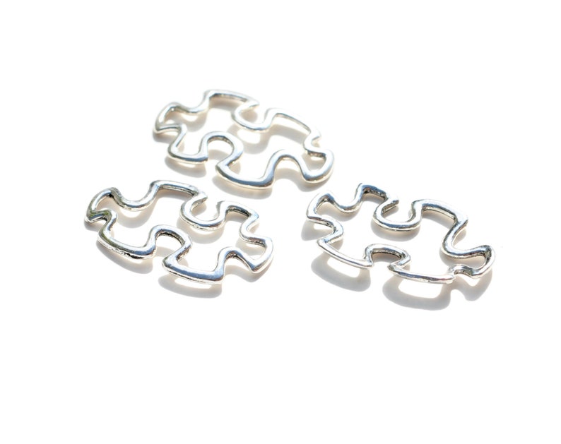5 Puzzle Connector Piece Silver Tone Charms SC4260 - Etsy