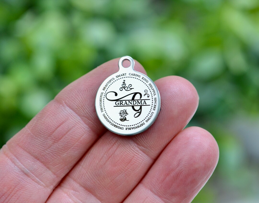 Grandma Monogram Custom Laser Engraved Stainless Steel Charm CC1340 - Etsy