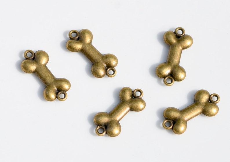 5 Dog Bone Bronze Tone Connector Charms BC3456 | Etsy