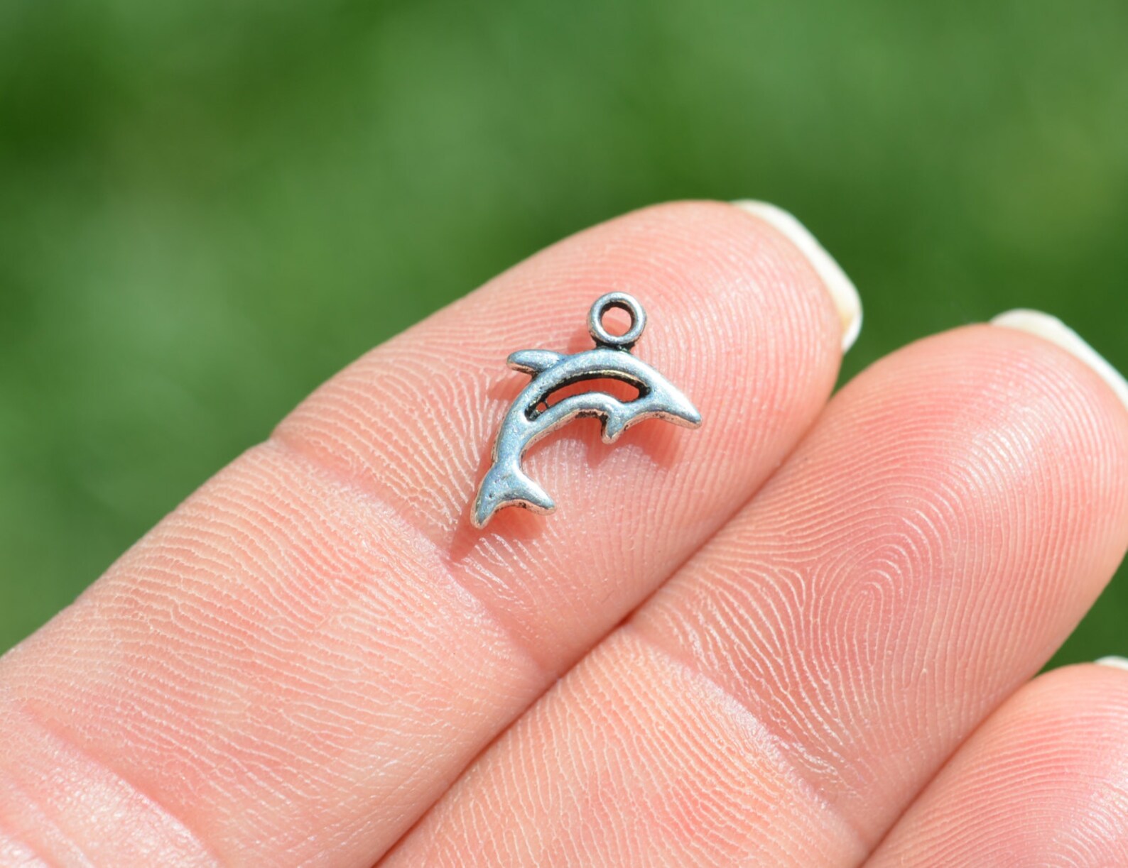 10 Dolphin Silver Tone Charms SC2434 - Etsy