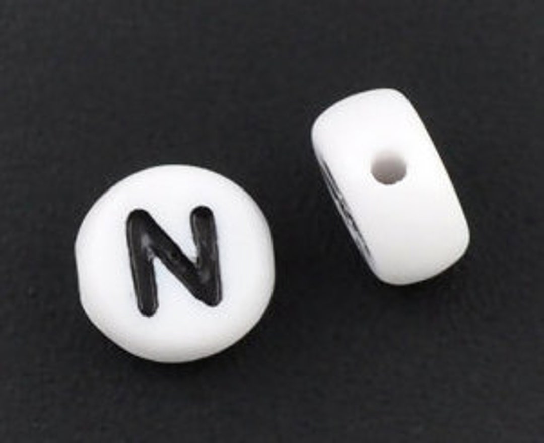 20 White Acrylic Letter N Beads, 7mm Round Alphabet Beads BD1024 - Etsy