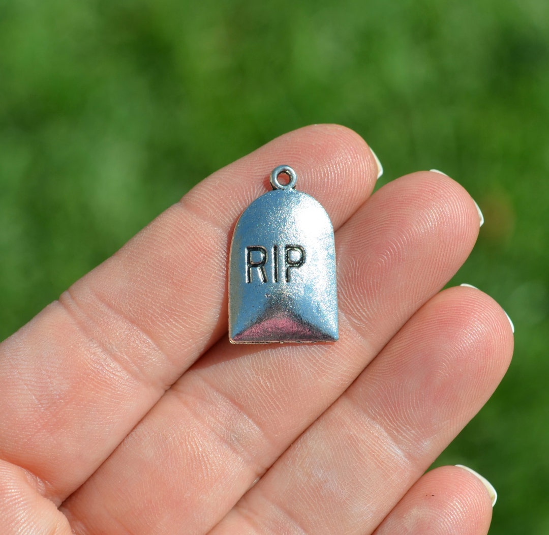 5 RIP Grave Marker Silver Tone Charms SC2080 - Etsy