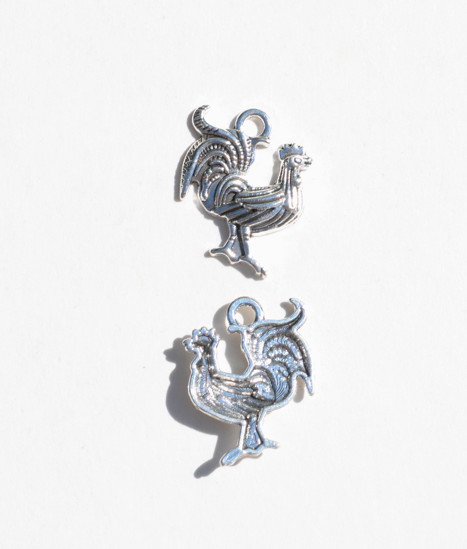 5 Rooster Silver Tone Chicken Charms SC6551 - Etsy