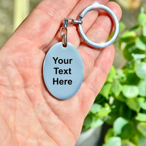 Personalized Stainless Steel Key Ring Charm, Laser Engraved, Choose ...