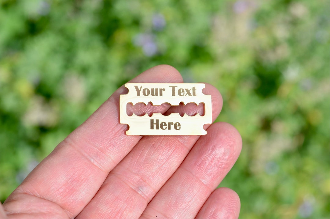 Personalized Stainless Steel Gold Plated Razor Blade Charm, Laser ...